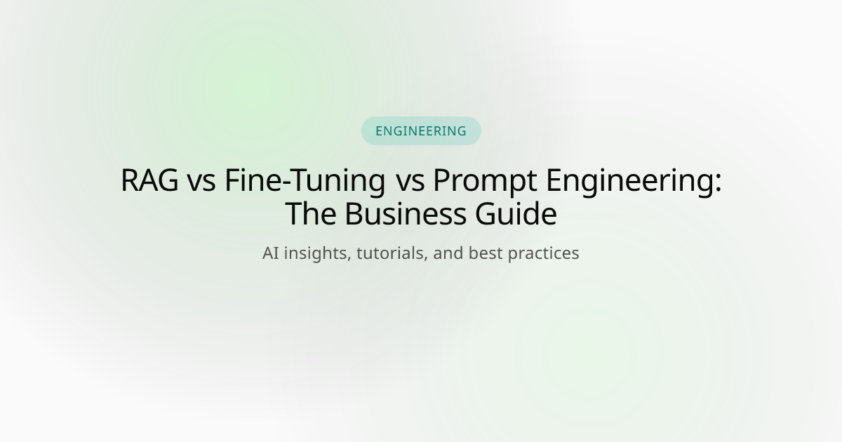 RAG vs Fine-Tuning vs Prompt Engineering: The Business Guide | Hyperleap AI